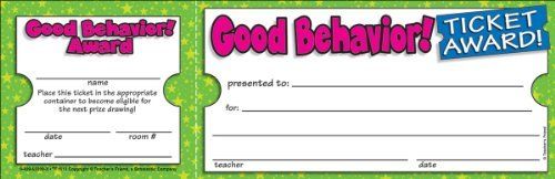 Ticket Awards - Good Behavior! — Wiz Kids